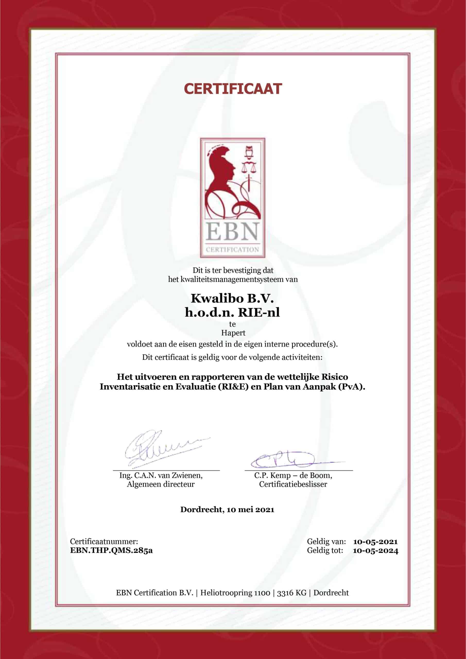 Certificaat - RIE-nl