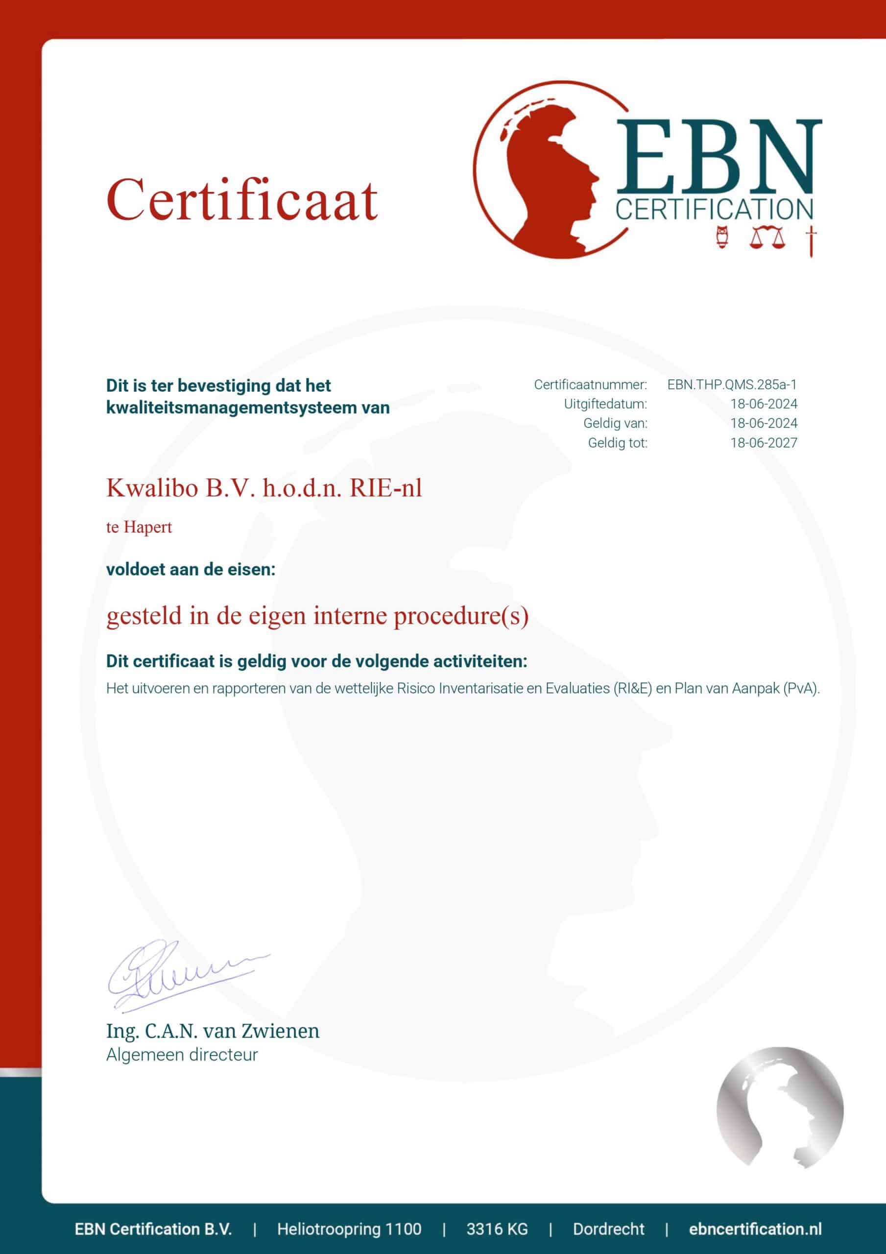 Certificaat - RIE-nl